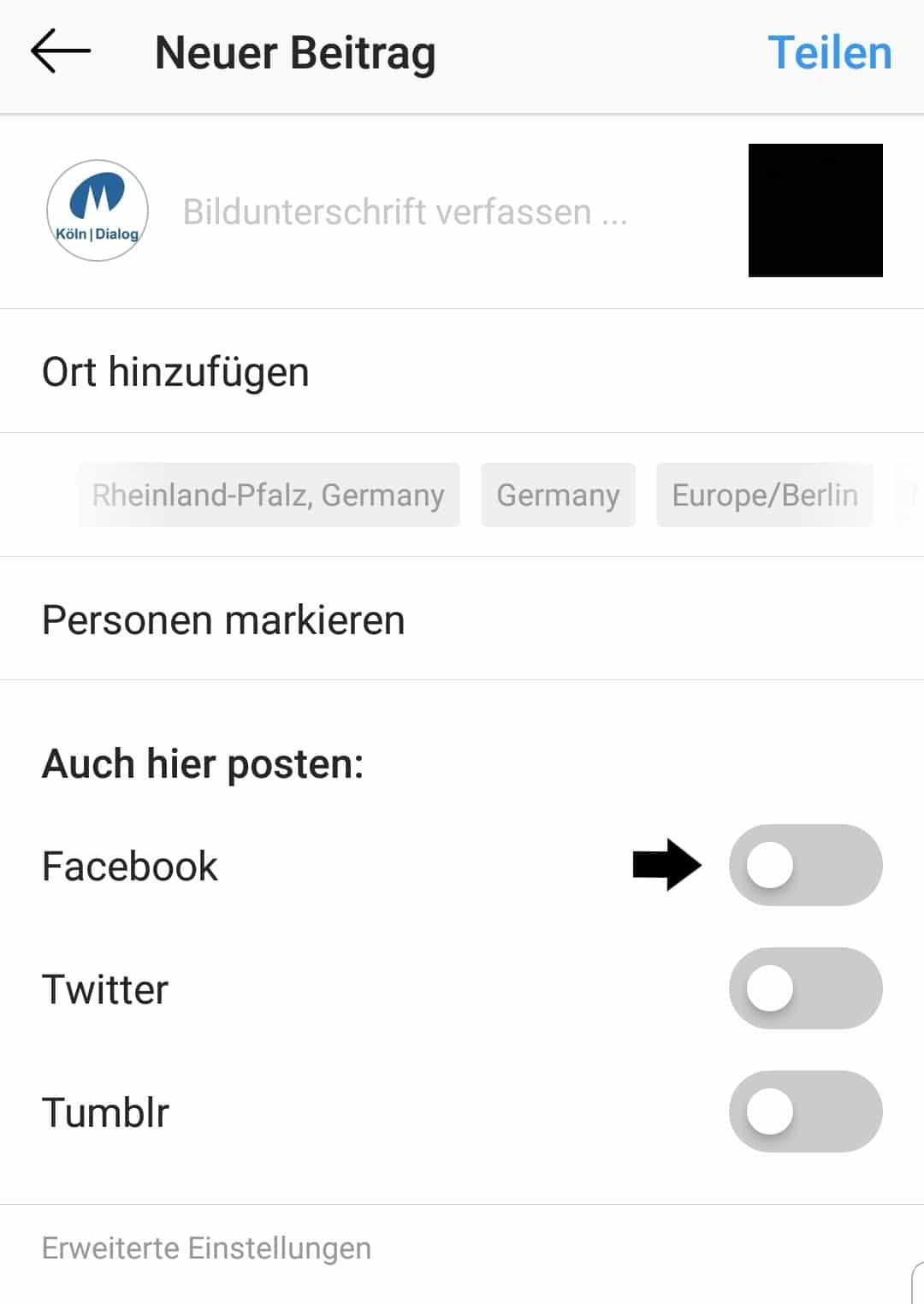 Facebook und Instagram verbinden um kombiniert in Social Media zu teilen
